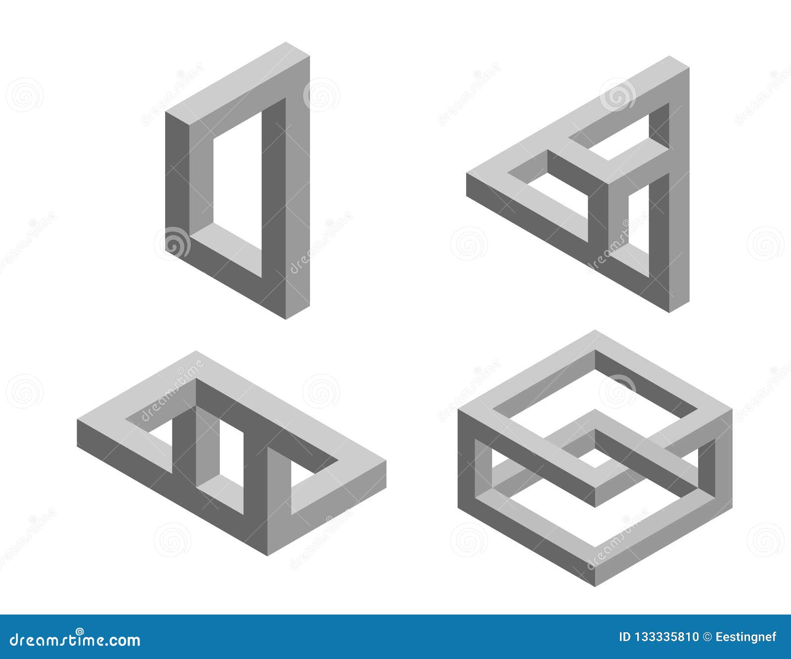 Impossible Object Set No5. Isolated on White Background Stock Vector ...