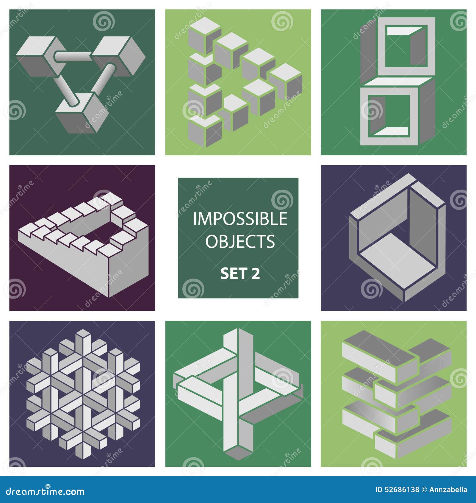 Impossible objects. Set 2 stock vector. Illustration of color - 52686138
