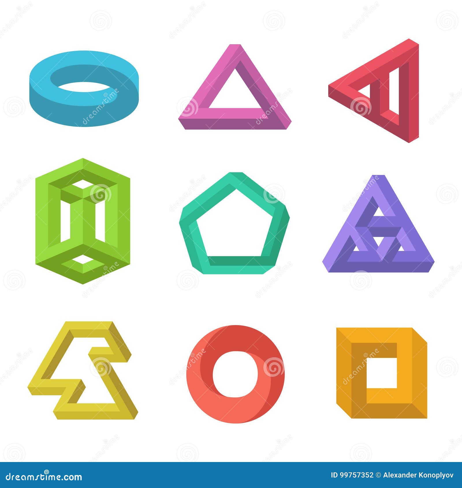 Impossible objects set stock vector. Illustration of isometric - 99757352