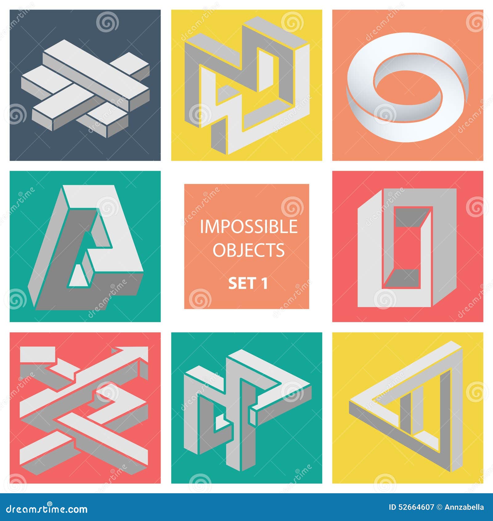 Impossible objects. Set 1 stock vector. Illustration of triangle - 52664607