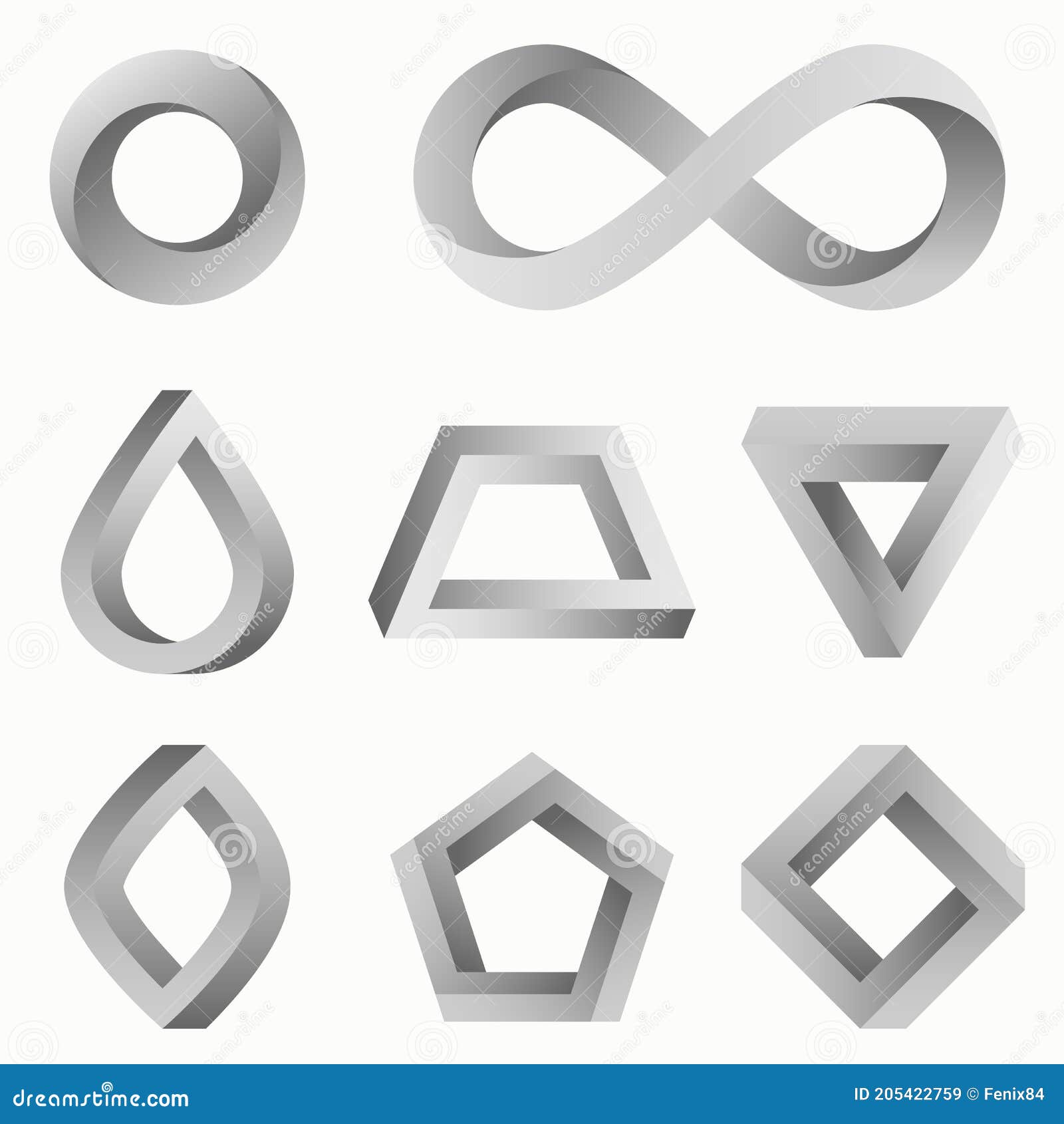 Impossible Objects: Triangle, Infinity Symbol, Circle, Square. Vector ... Impossible Objects: Triangle, Infinity Symbol, Circle, Square. Vector ...