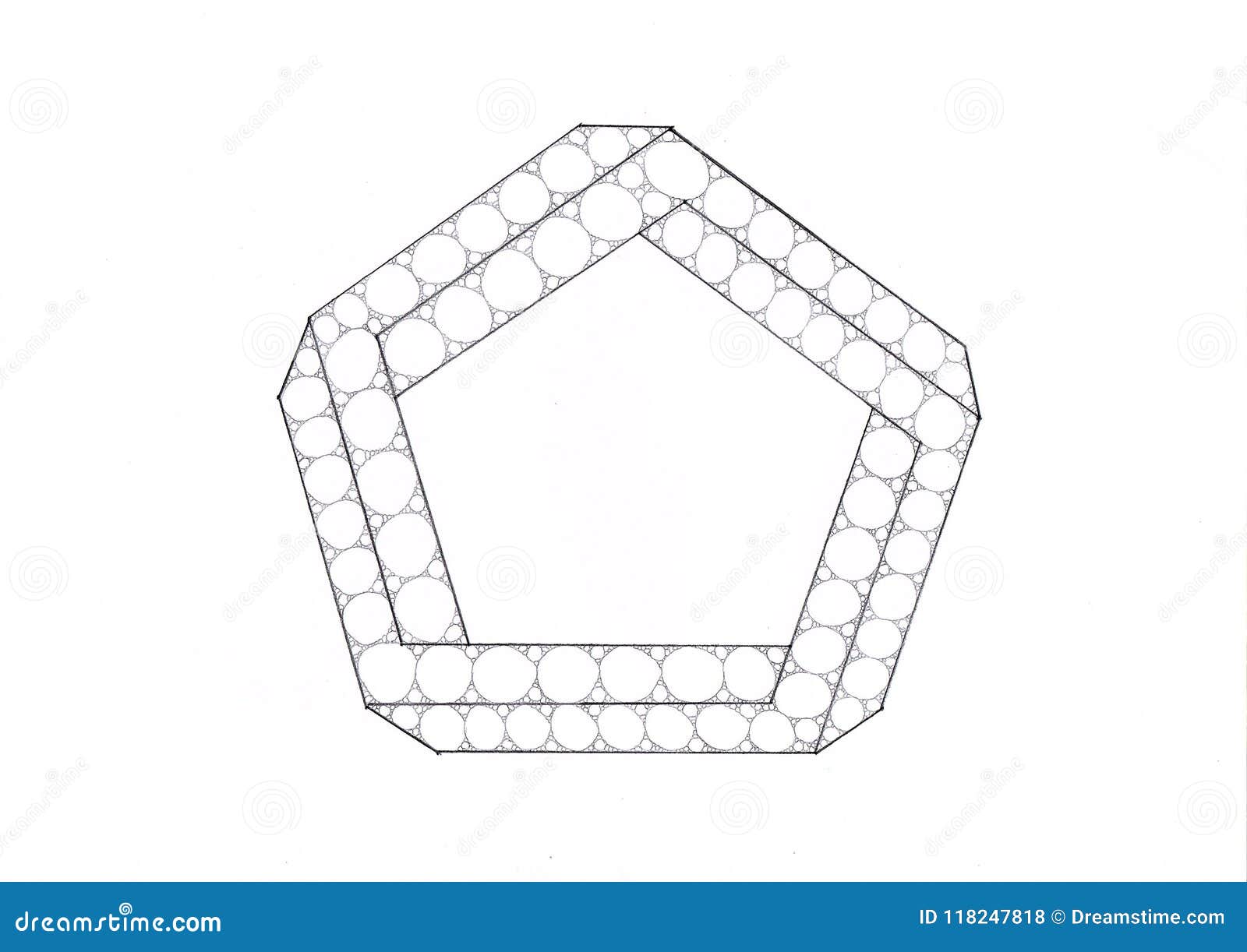 Impossible Pentagon Filled with Ellipses and Circles Stock Illustration ...