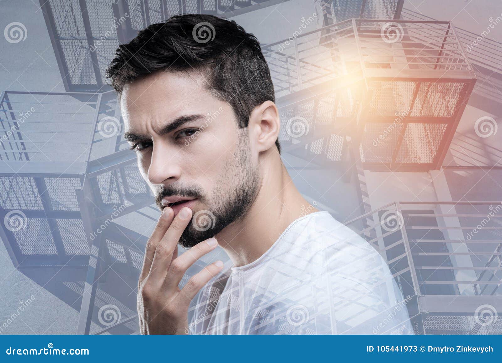 Serious Young Engineer Feeling Suspicious about the Strange Unsafe ...