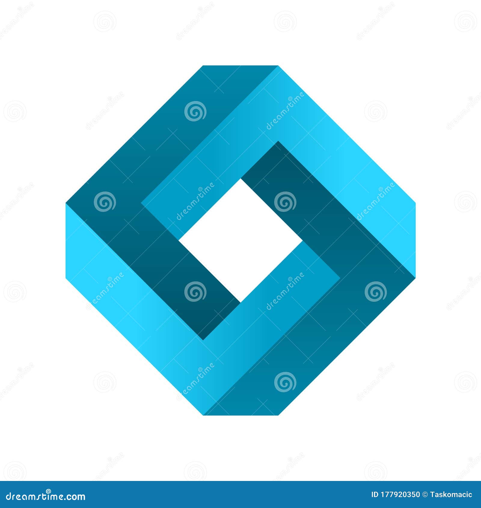 Impossible Rectangle Shape. Blue Gradient Infinite Rhombus Figure ...