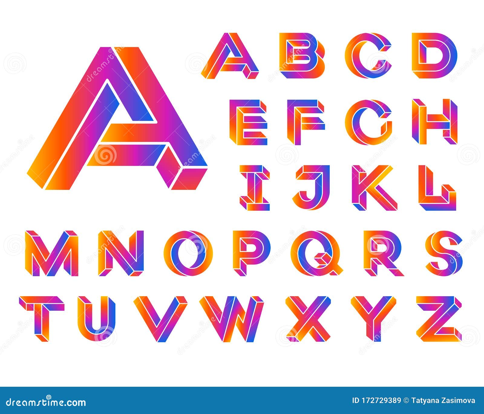 Impossible Shape Font Design, Alphabet Letters and Numbers Vector ...