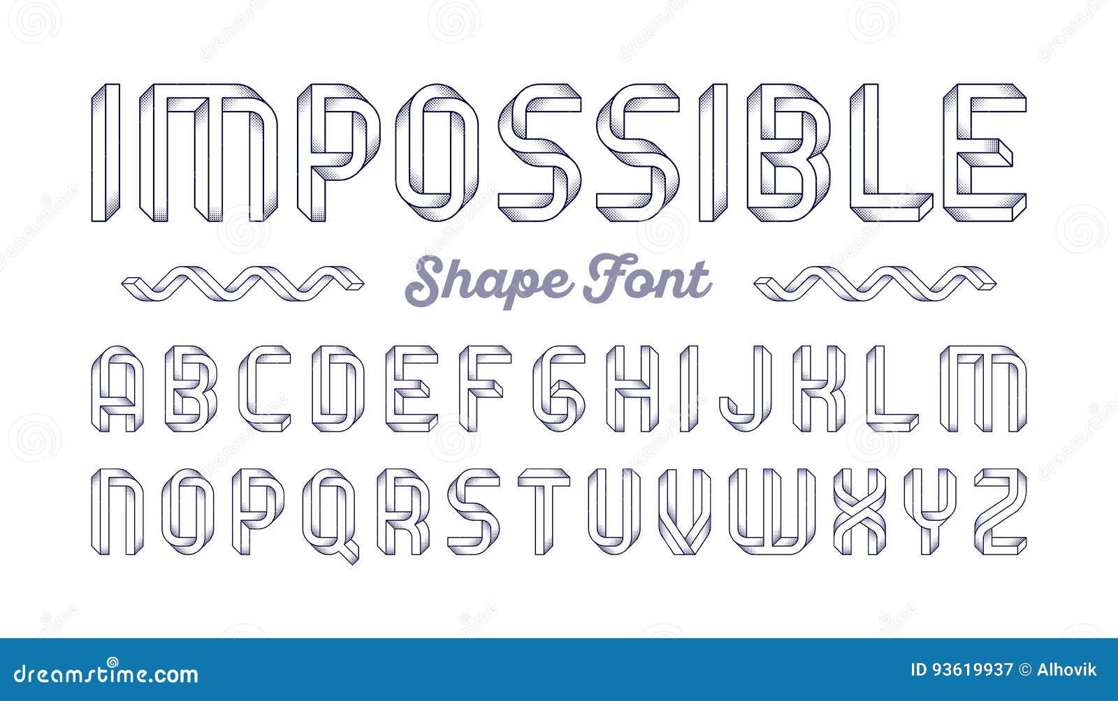 Impossible shape font stock vector. Illustration of outline - 93619937 Impossible shape font stock vector. Illustration of outline - 93619937