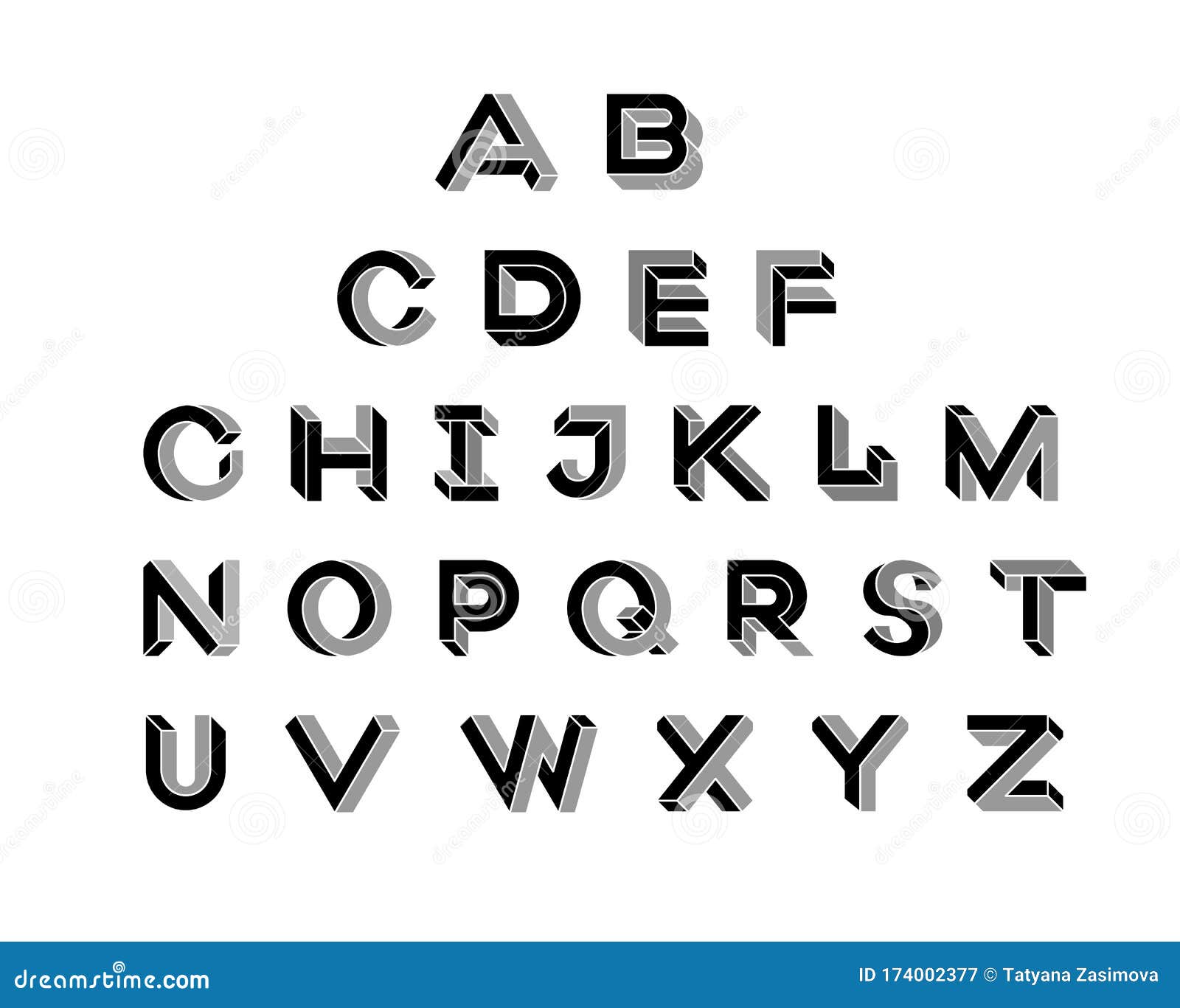 Impossible Shape Font. Set of Vector Letters Constructed on the Basis ...