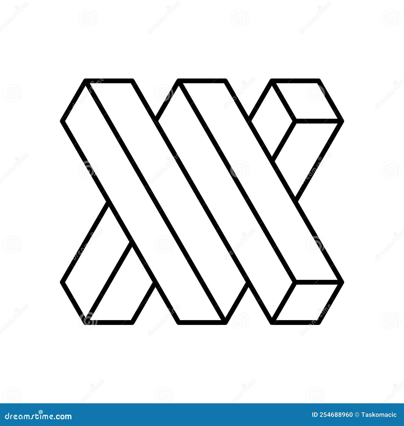 Impossible Shape Made of Rectangles. Two Connected Triangles. Stock ...