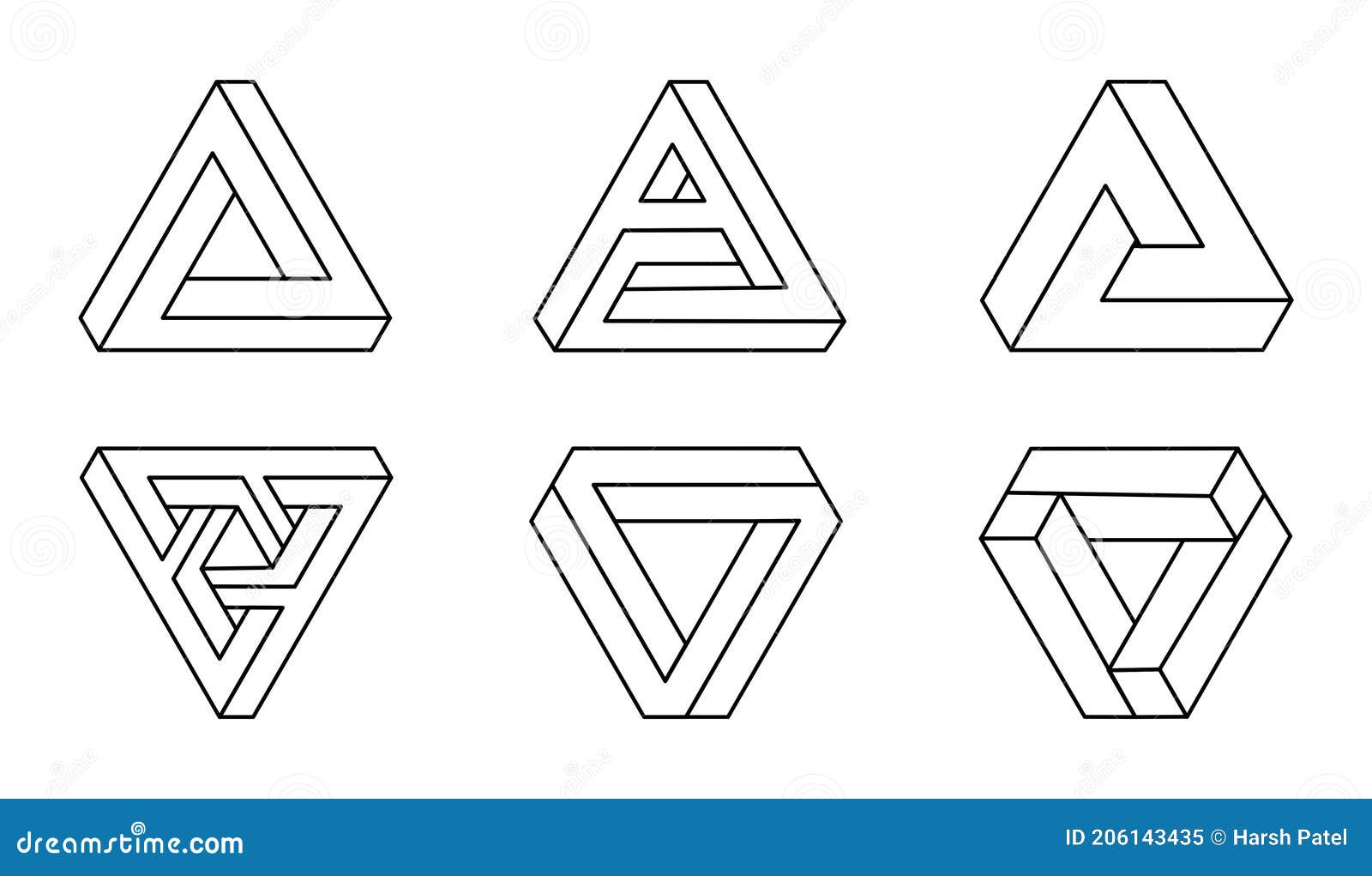 Impossible Shapes Line Art. Design Element. Optical Illusion.Vector ... Impossible Shapes Line Art. Design Element. Optical Illusion.Vector ...