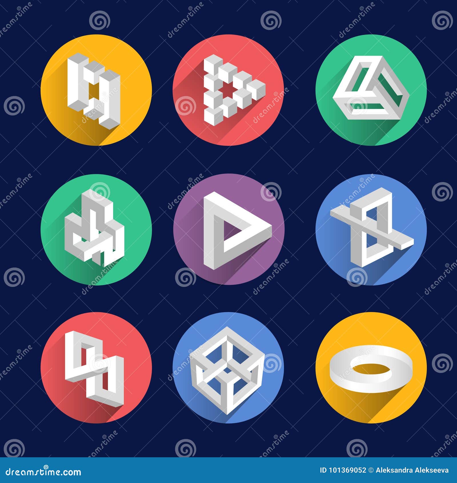 Impossible Shapes Optical Illusion Objects Vector Symbols Stock Vector Illustration Of Cube