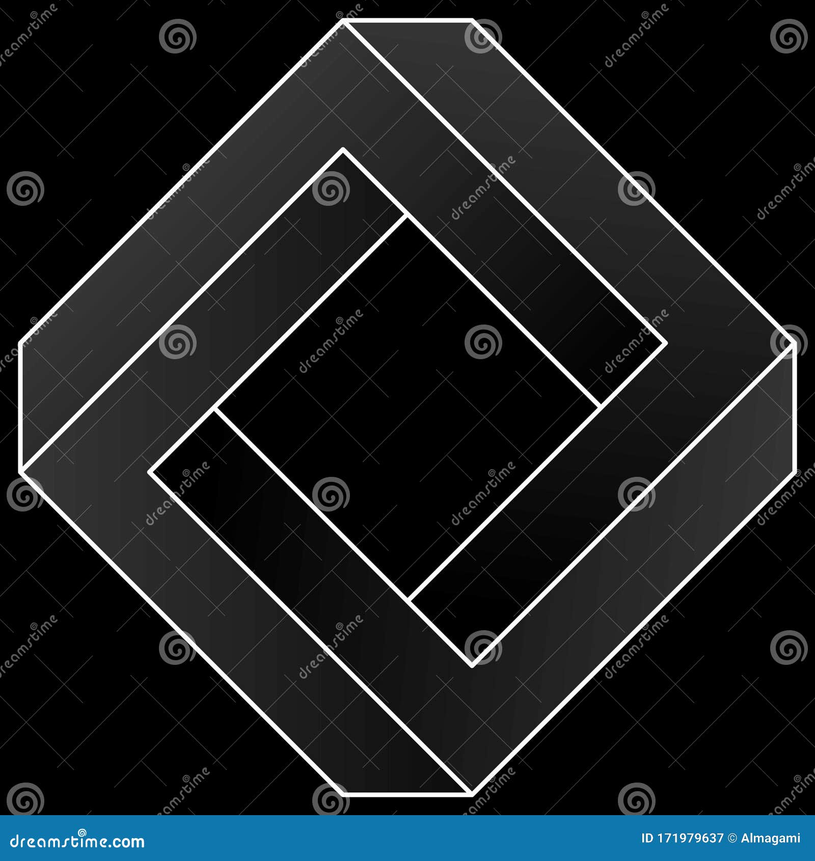 Impossible square icon. stock vector. Illustration of optical - 171979637