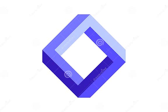 Impossible Square Shape. Optical Visual Illusion. Blue Purple Infinite ...