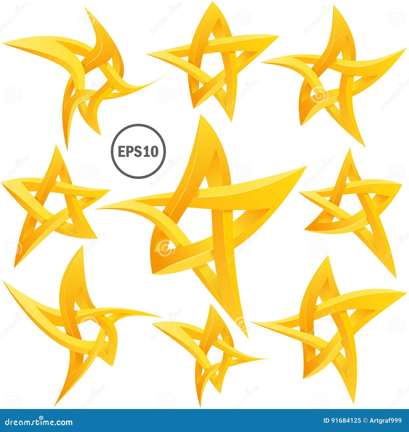 Impossible Star Shape. Blue Gradient Pentagram On White Background ...