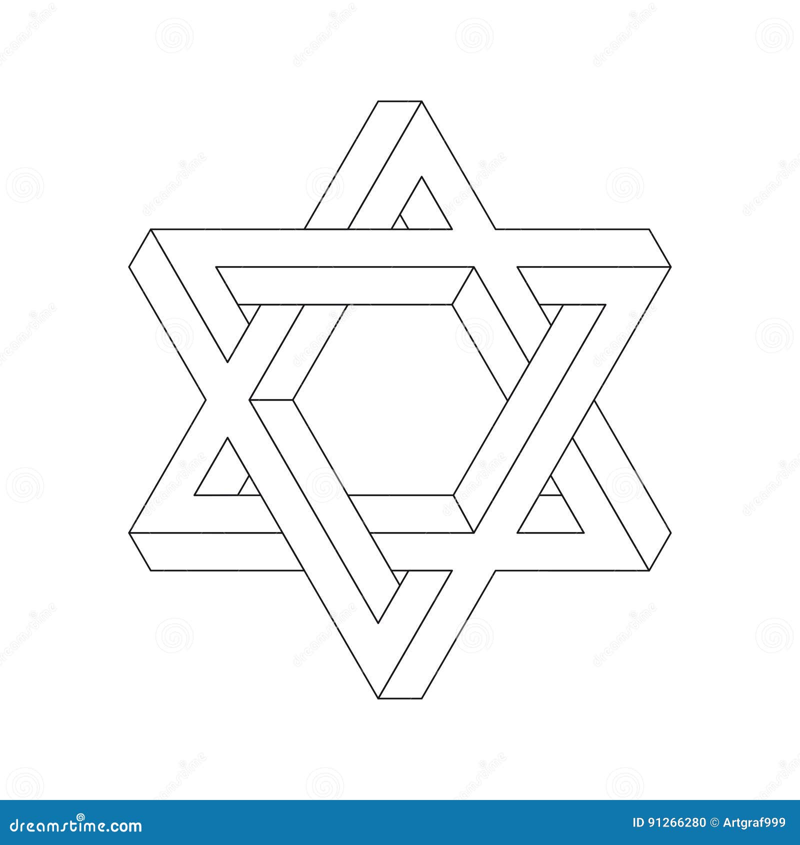 Impossible star of David. stock vector. Illustration of fractal - 91266280