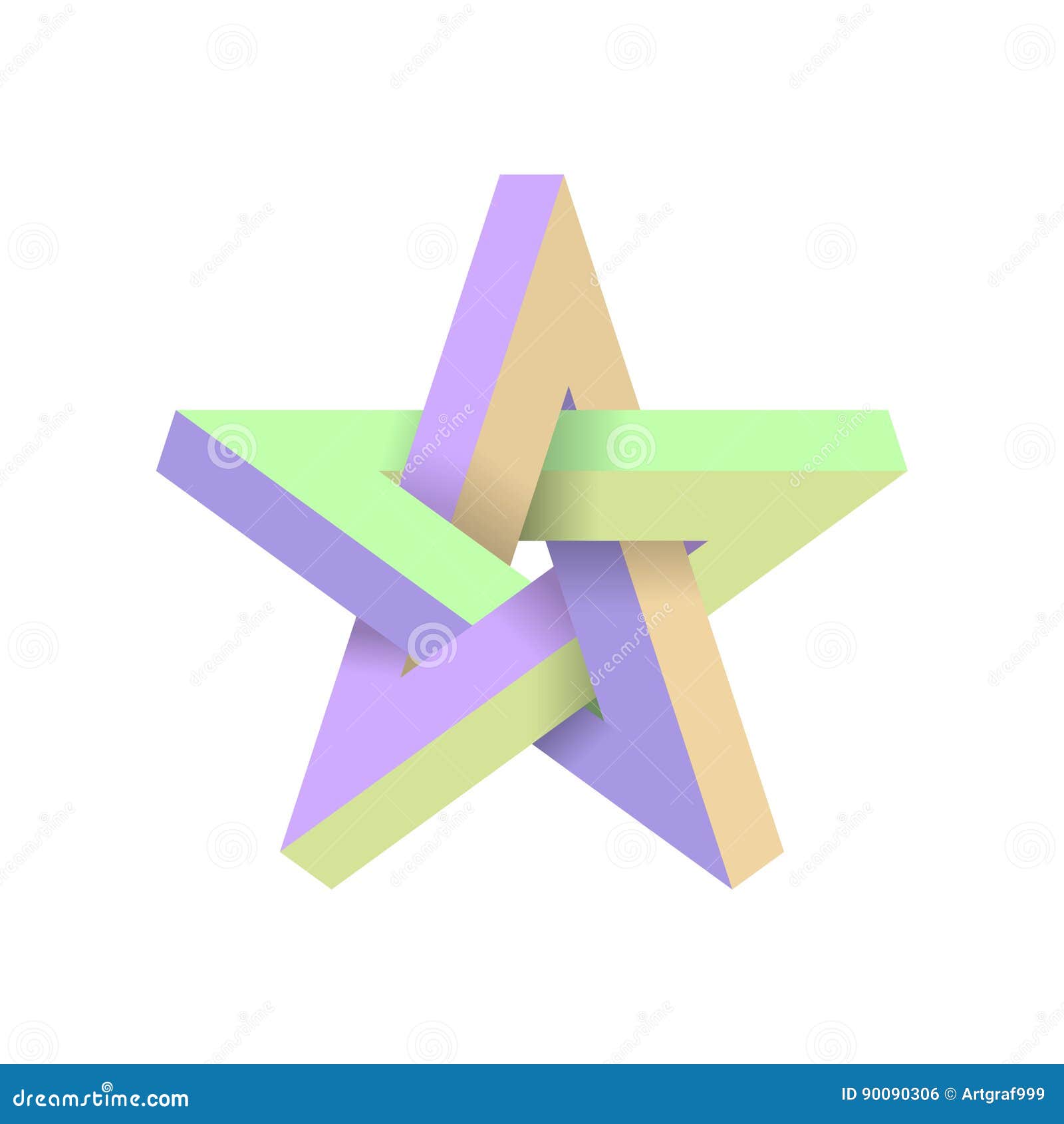 Impossible Star Shape. Blue Gradient Pentagram On White Background ...