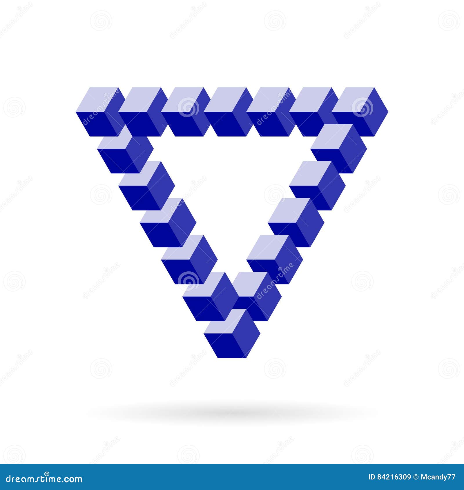 Impossible Triangle of Cube Blocks Over White Stock Vector ...
