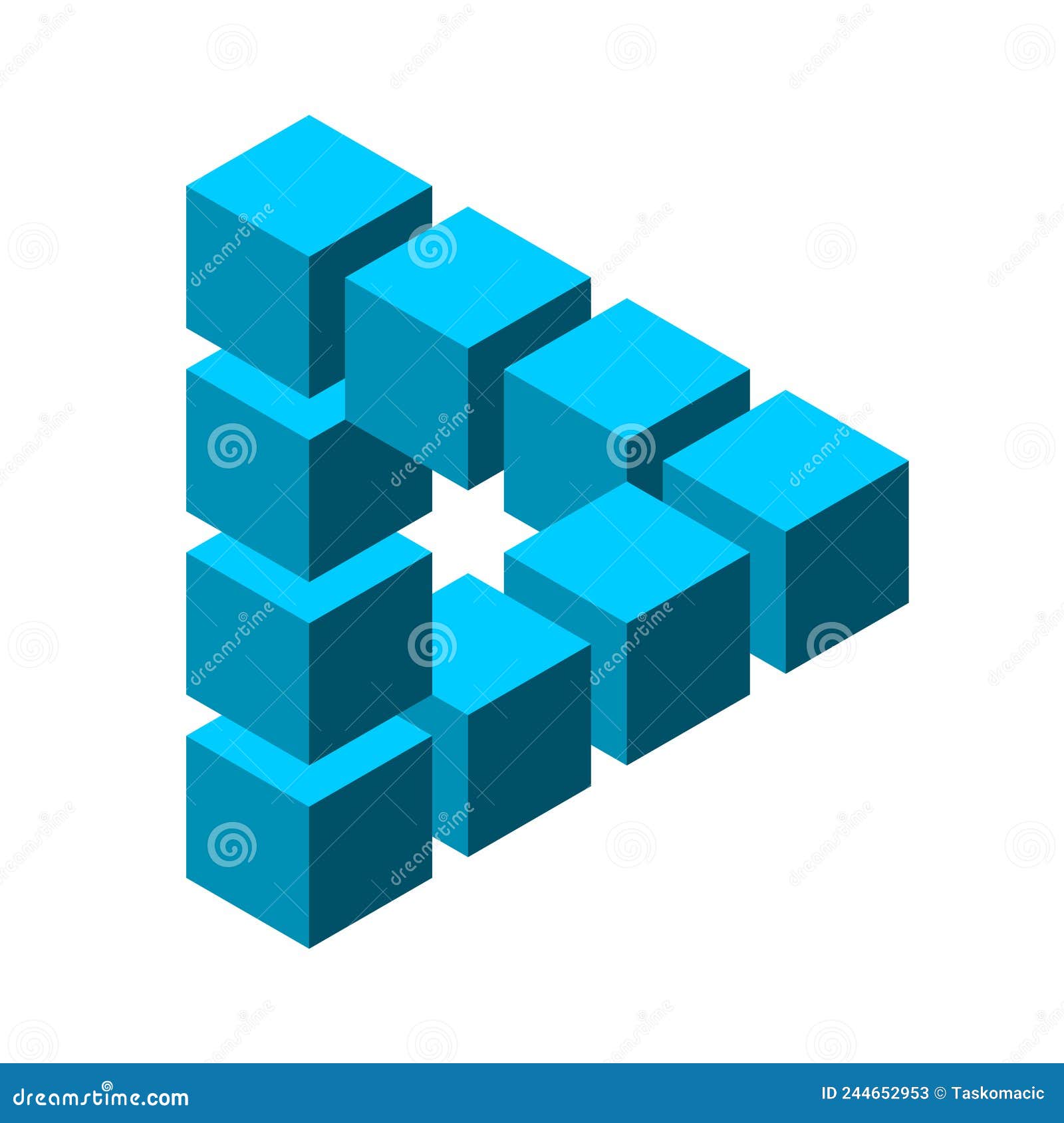 Impossible Triangle Made of Cubes. Reutersvard Optical Illusion. Stock ...