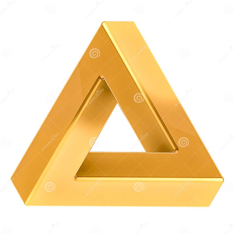 Impossible Triangle Optical Illusion, 3D Rendering Stock Illustration ...