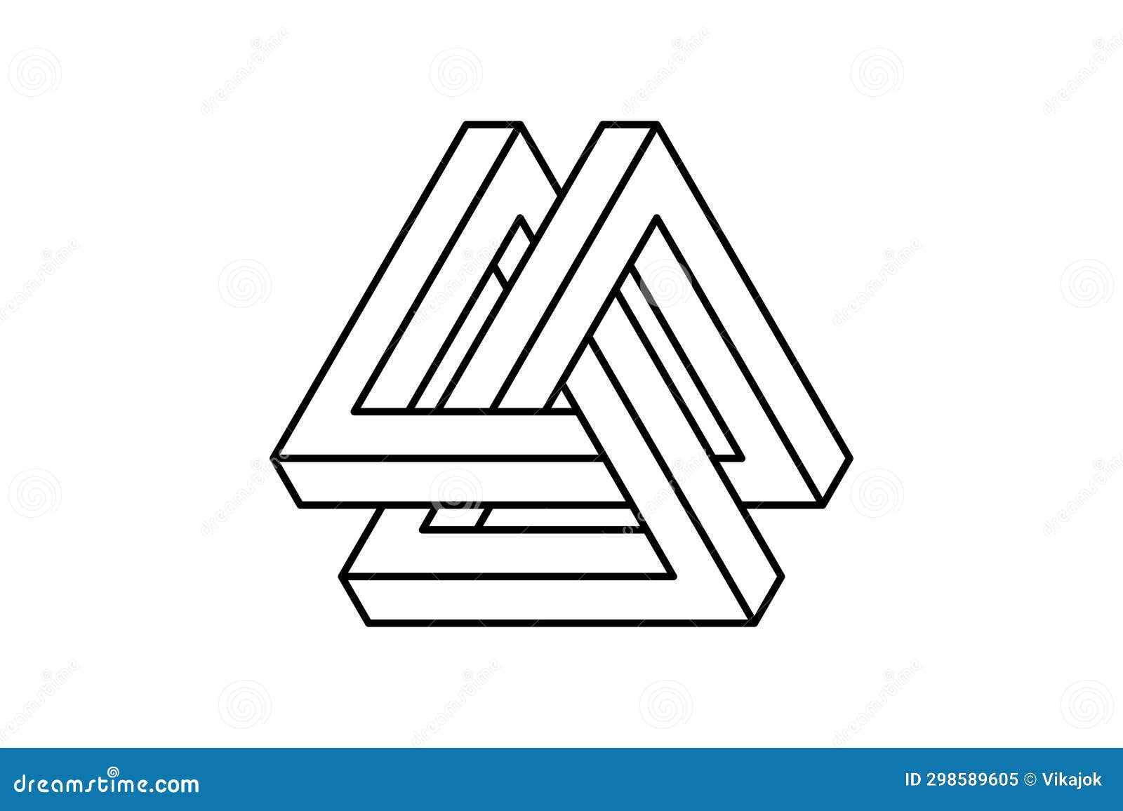Impossible Triangle Shape. Optical Visual Illusion. Triangular Infinite ...