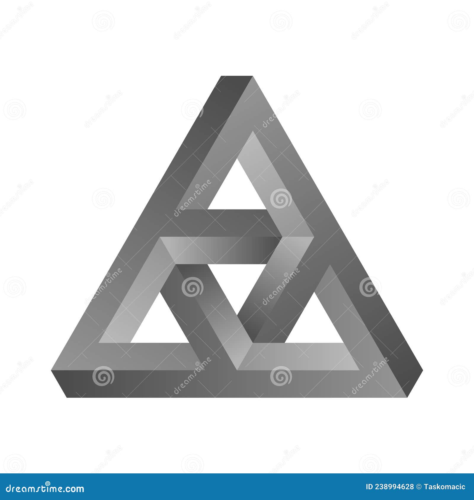 Impossible Triangle Shape. Silver Gradient Endless Geometric Triangular ...