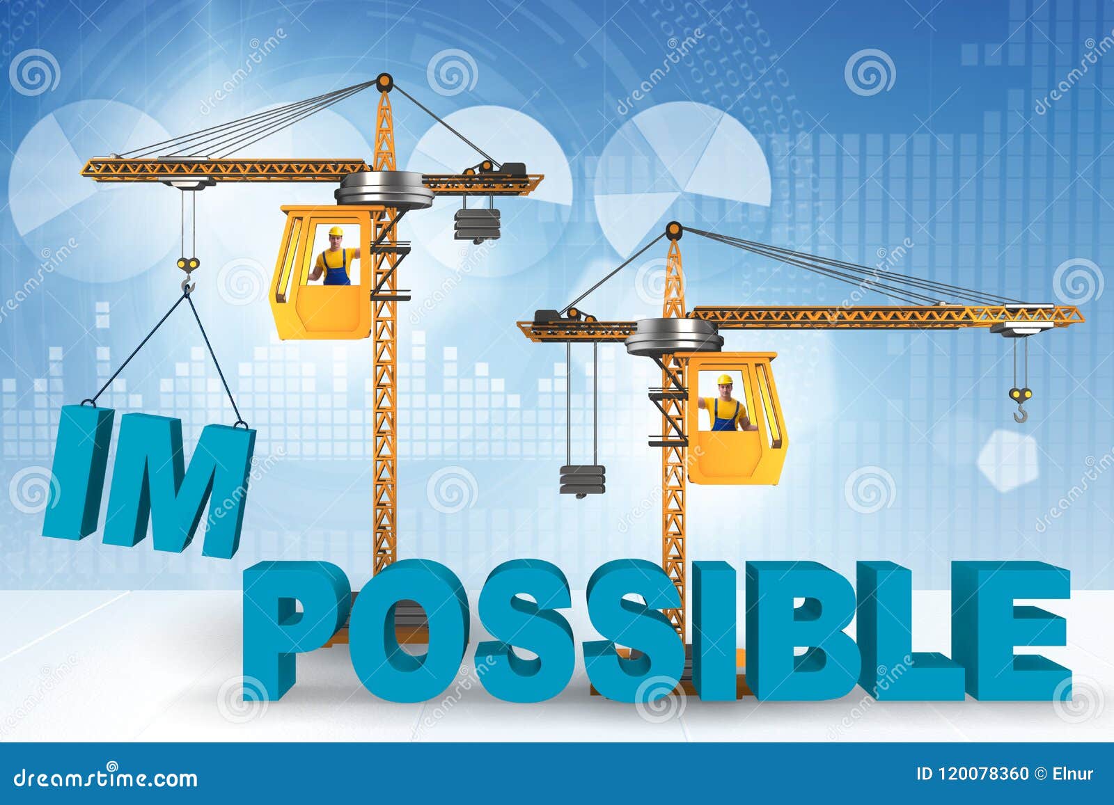 The Impossible Turning into Possible Concept with Crane Stock ...