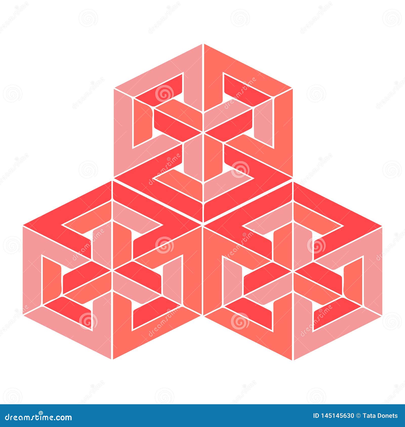 Impossible or Undecidable Object Vector Illustration. Optical Illusion ...