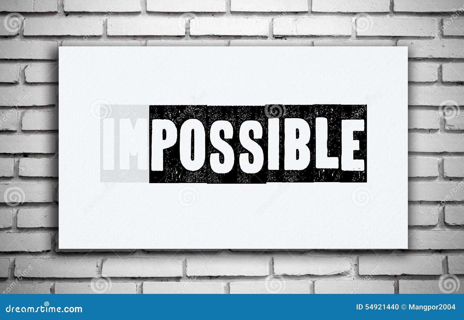 Impossible Word on White Board Over White Brick Wall Stock Photo ...
