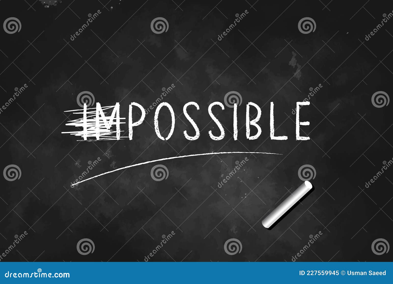 IMPOSSIBLE Written with Chalk on Blackboard Icon Logo Design Vector ...