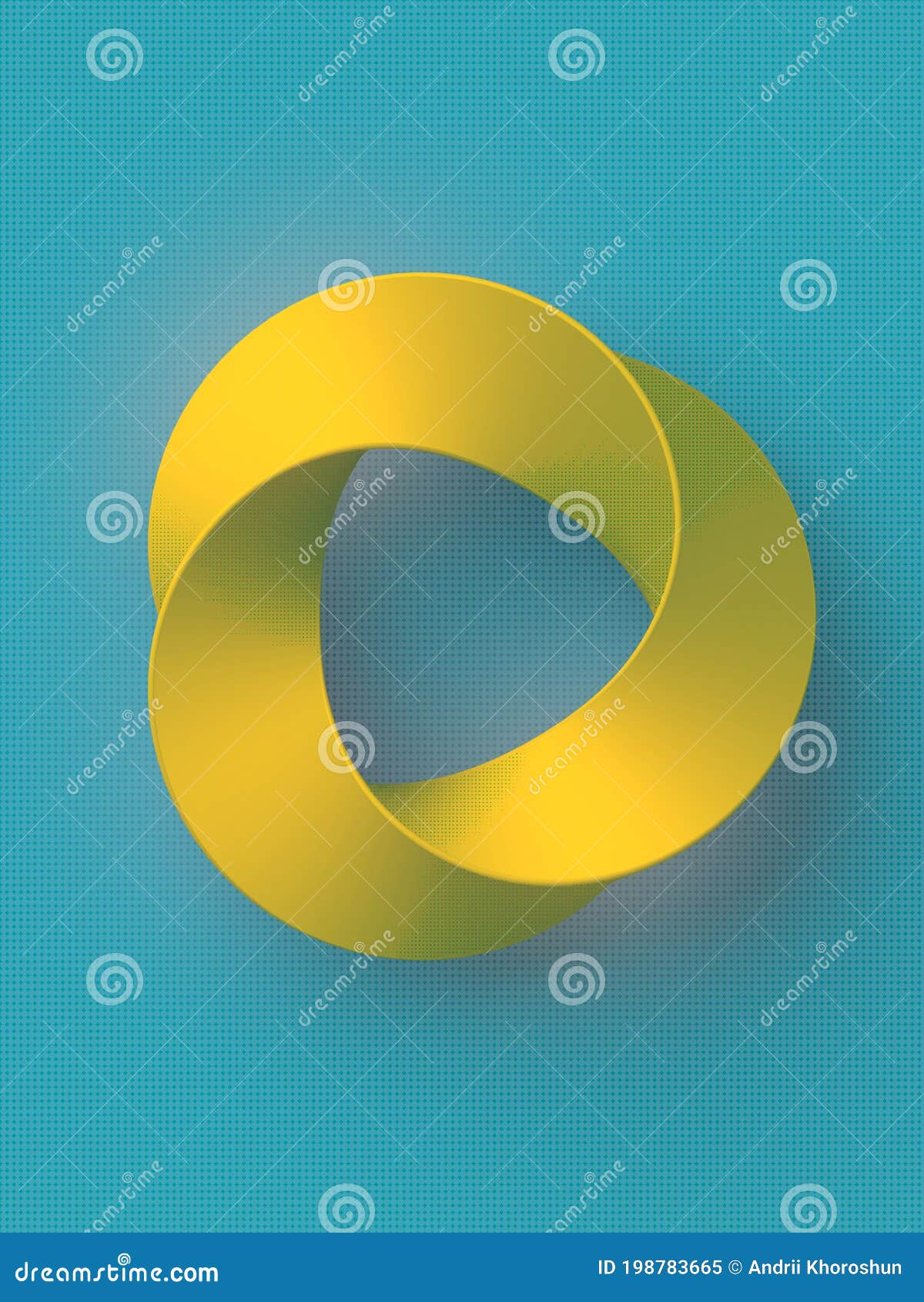 Impossible Yellow Circle Shape on Blue Background. Optical Illusion. 3d ...