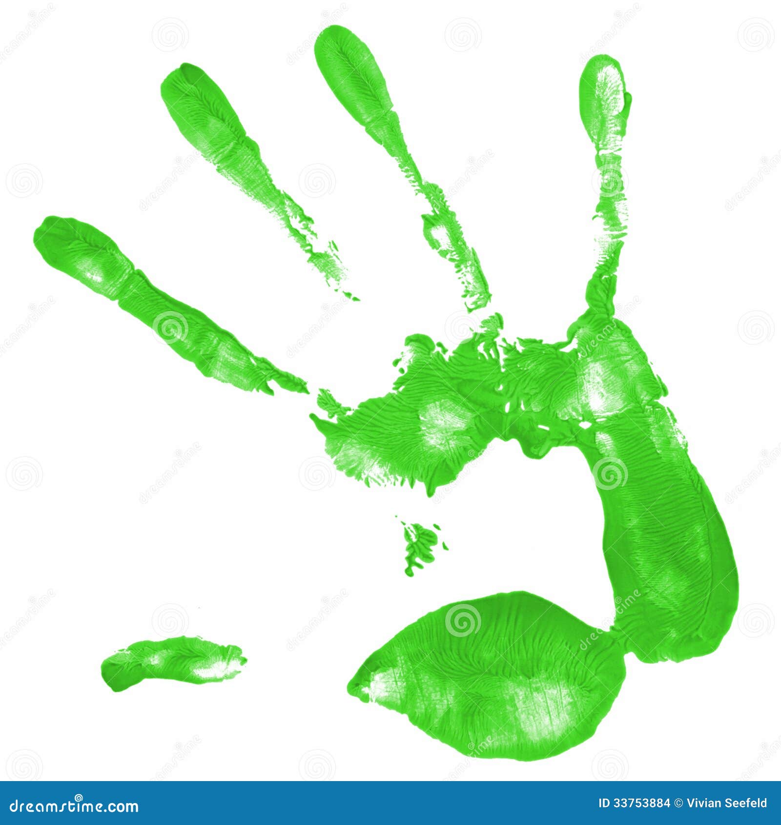 Impresión De La Mano Con Color Verde Foto de archivo - Imagen de ...