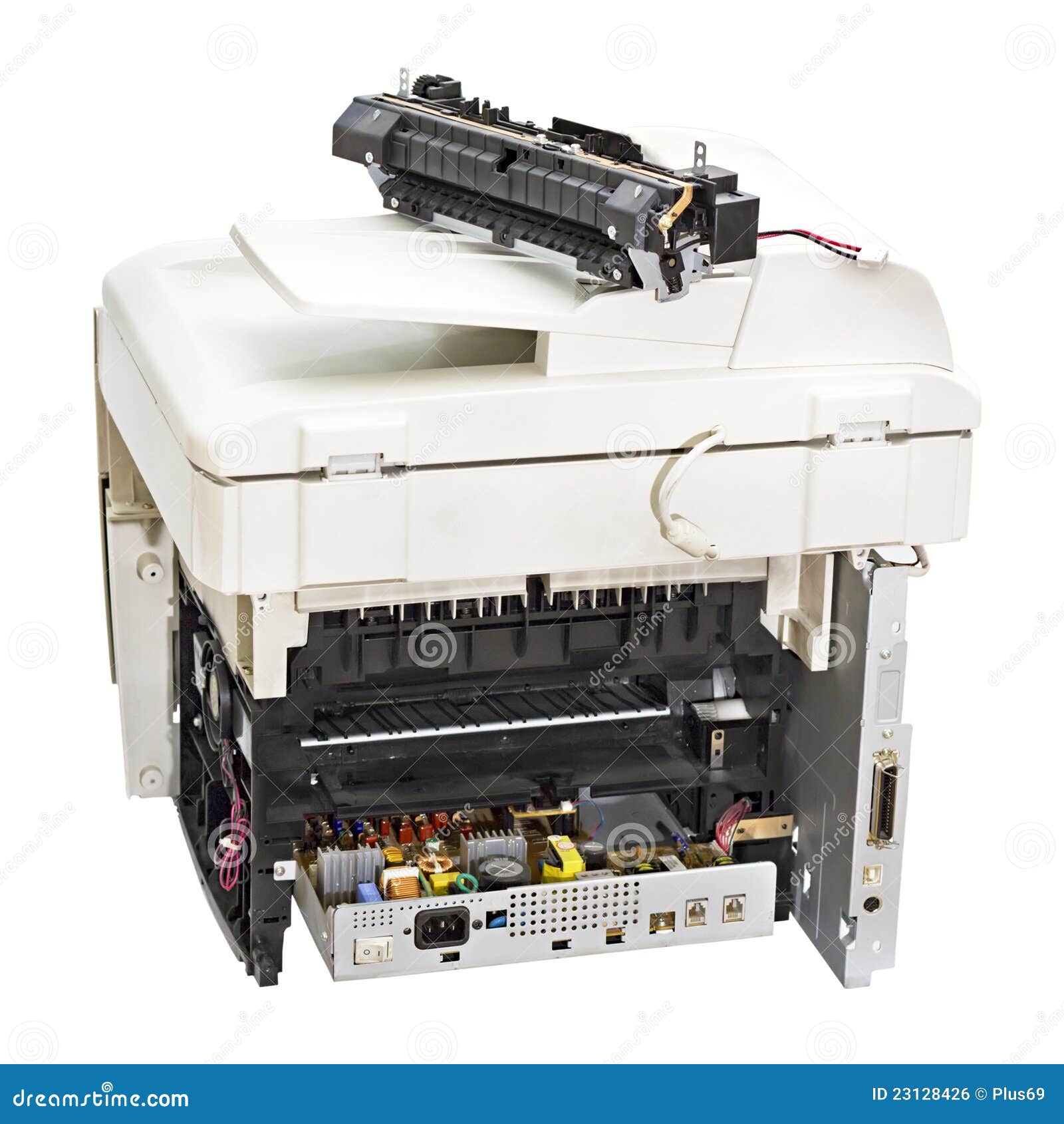 Impresora laser quebrada foto de archivo. Imagen de obsoleto - 23128426