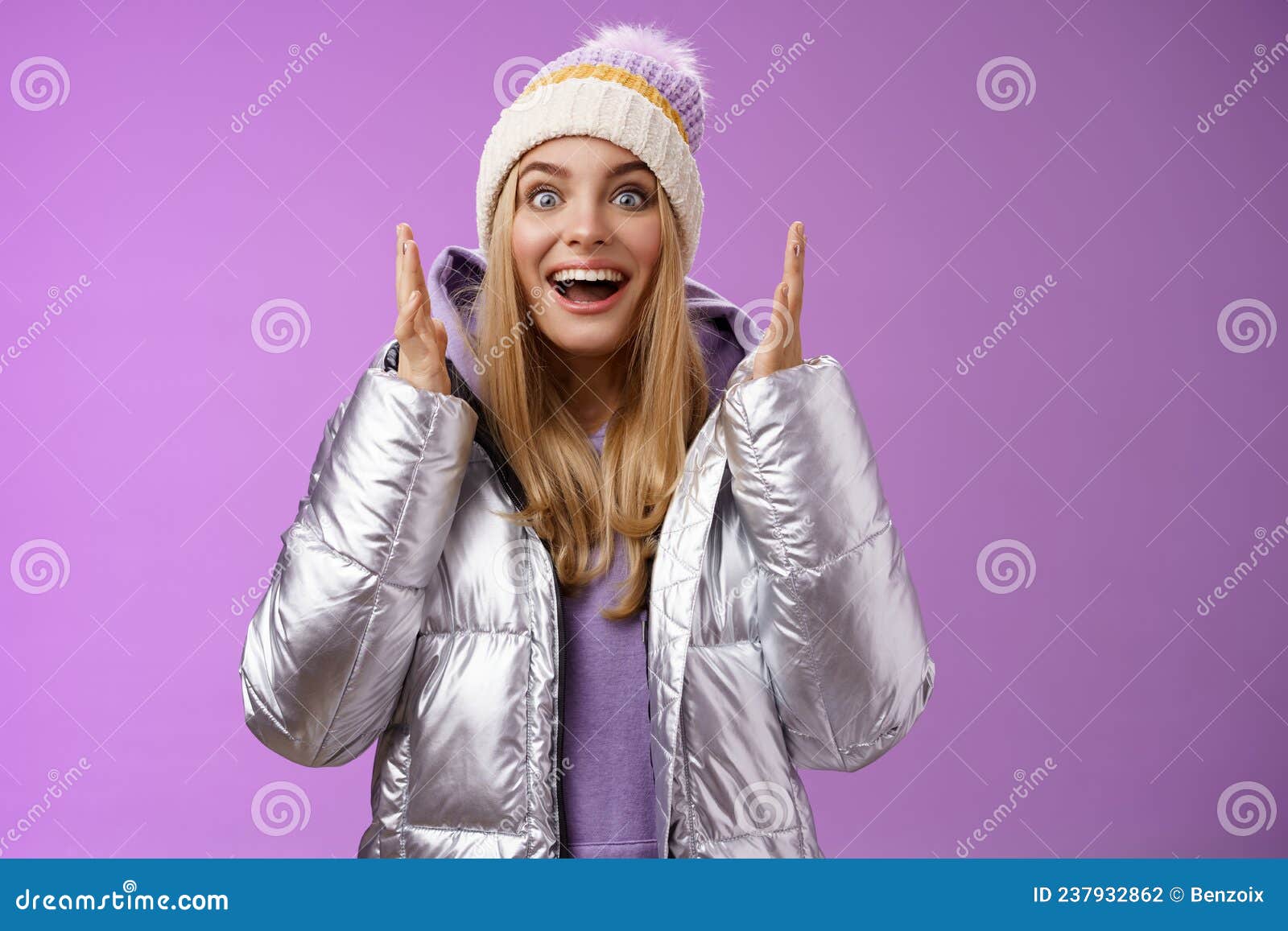 Impressed Fascinated Speechless Attractive Blond Girl Explaining