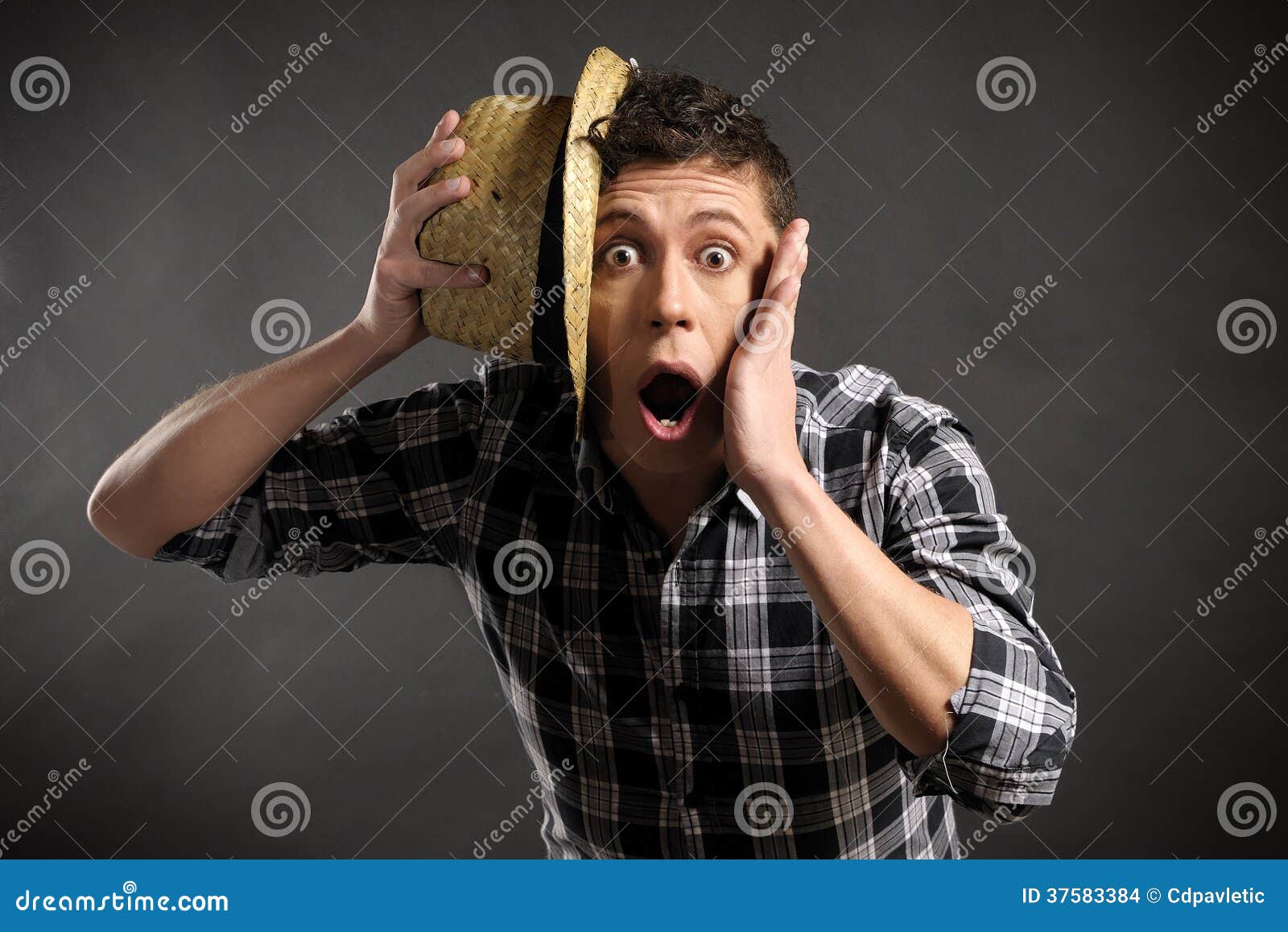 Impressed Man with hat stock photo. Image of square, gray - 37583384