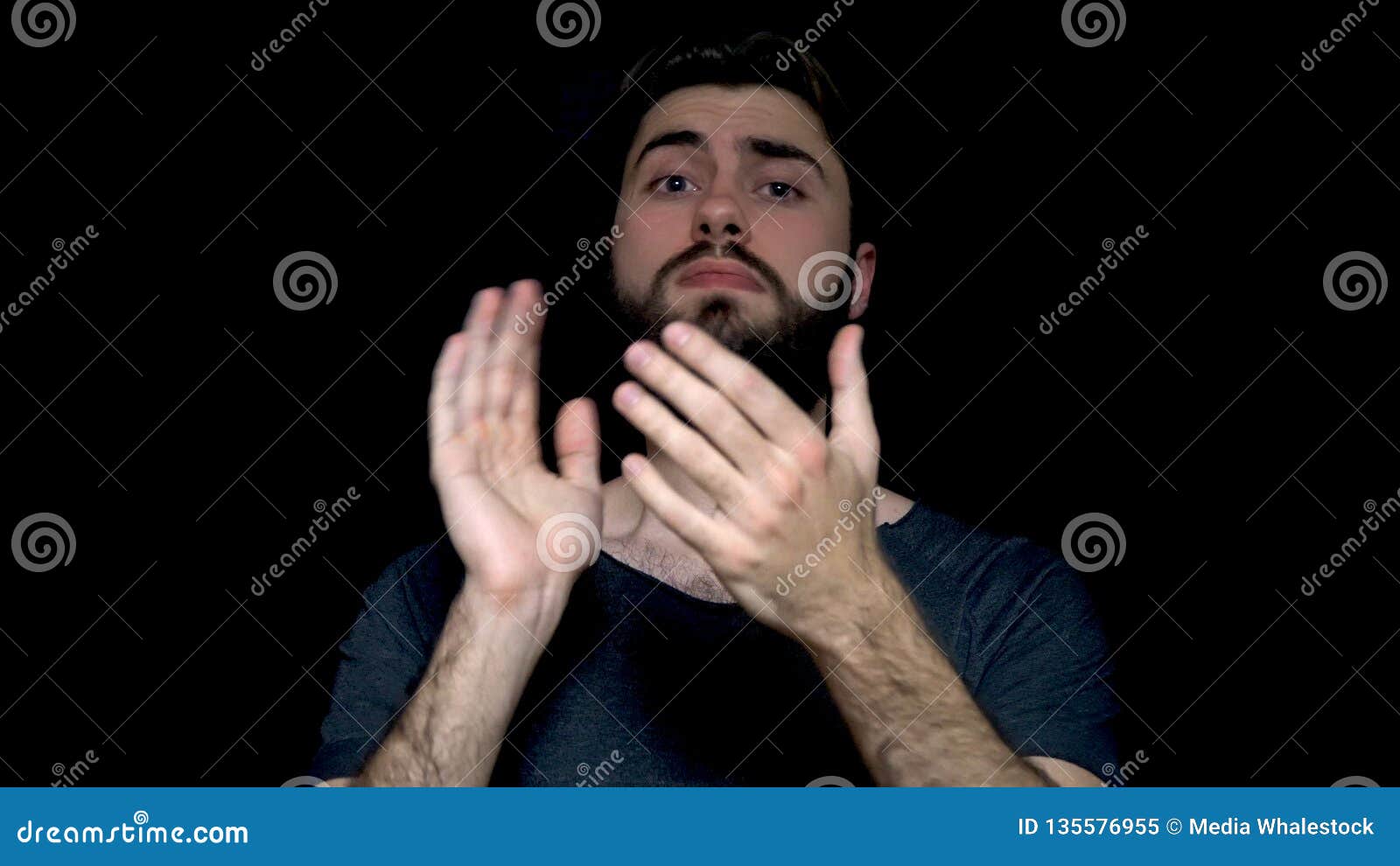 Clapping Bearded Young Nice And Modern With Vr Glasses That Enjoy ...