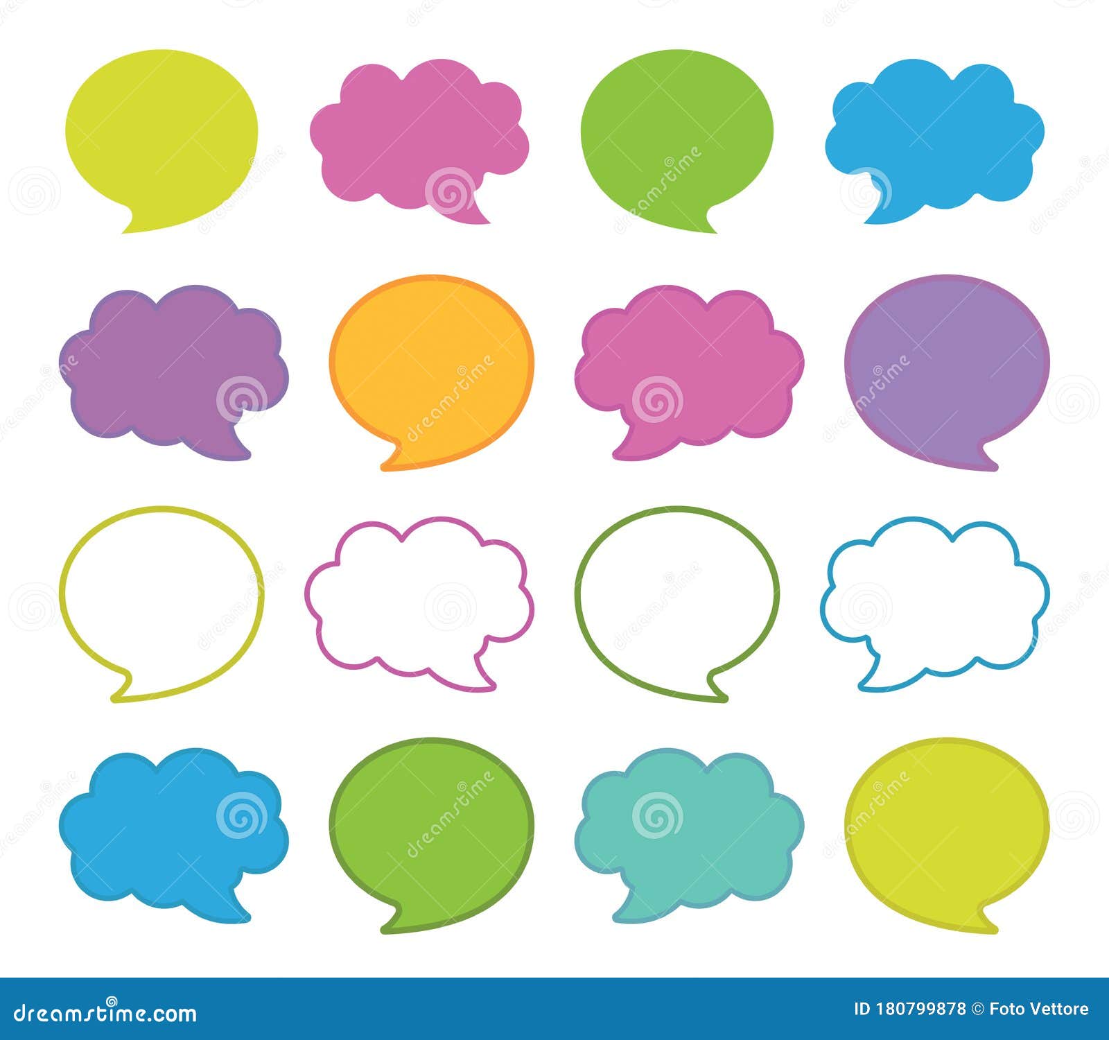 Set of Colorful Chat Bubbles Stock Vector - Illustration of bright ...