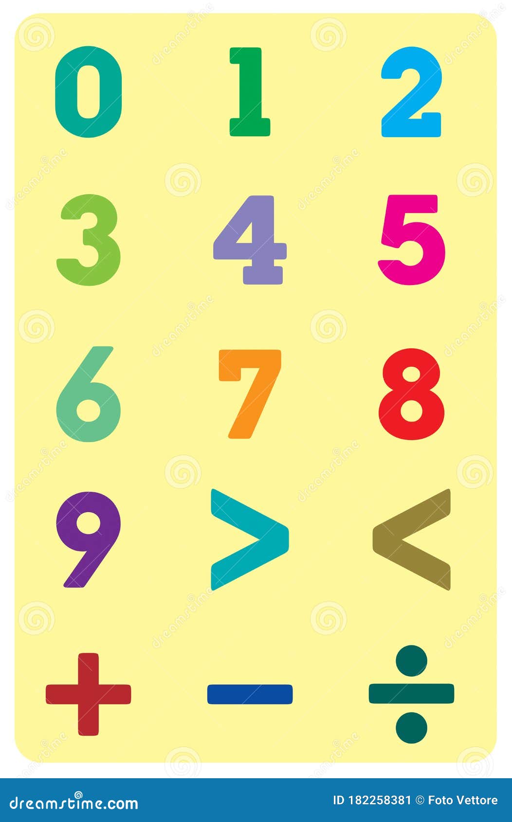 Colored Numbers and Maths Symbols Vector Illustration Stock Vector ...
