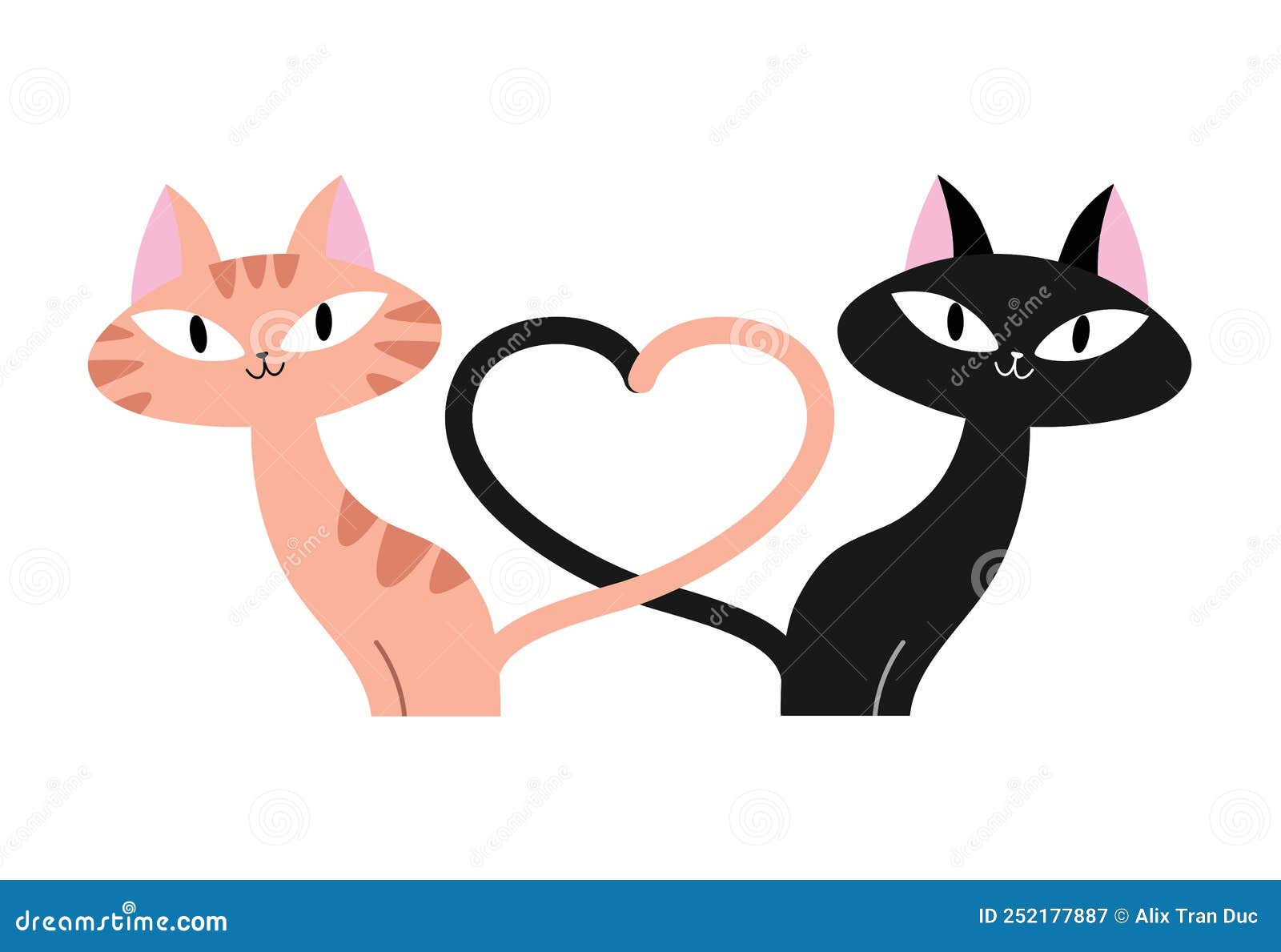 Couple of Cute Cartoon Cats Stock Vector - Illustration of beautiful ...