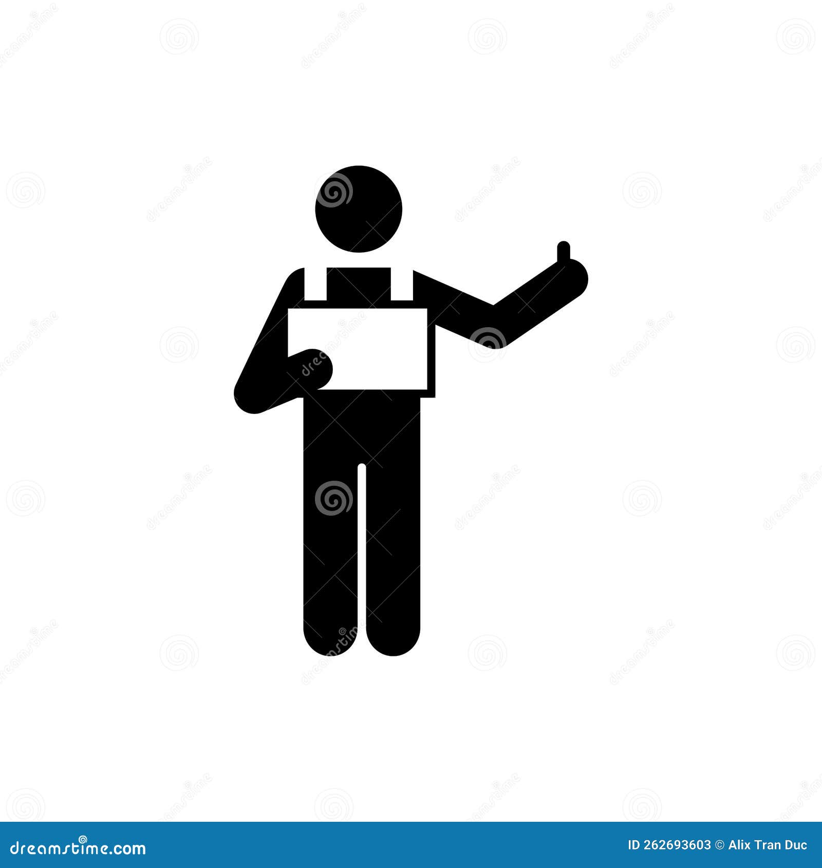 Hitchhiker Holding Signboard With Thumb Up Icon Cartoon Vector ...
