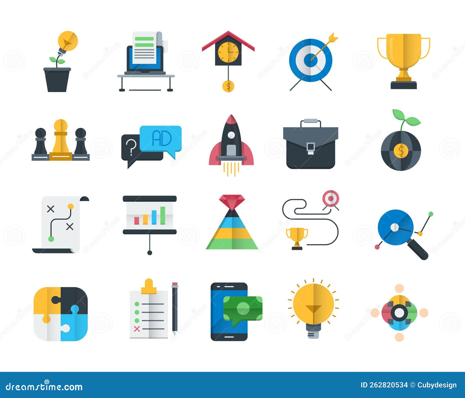 Strategy Icons, Simple Mono Line Pictogram Pack. Stock Illustration ...