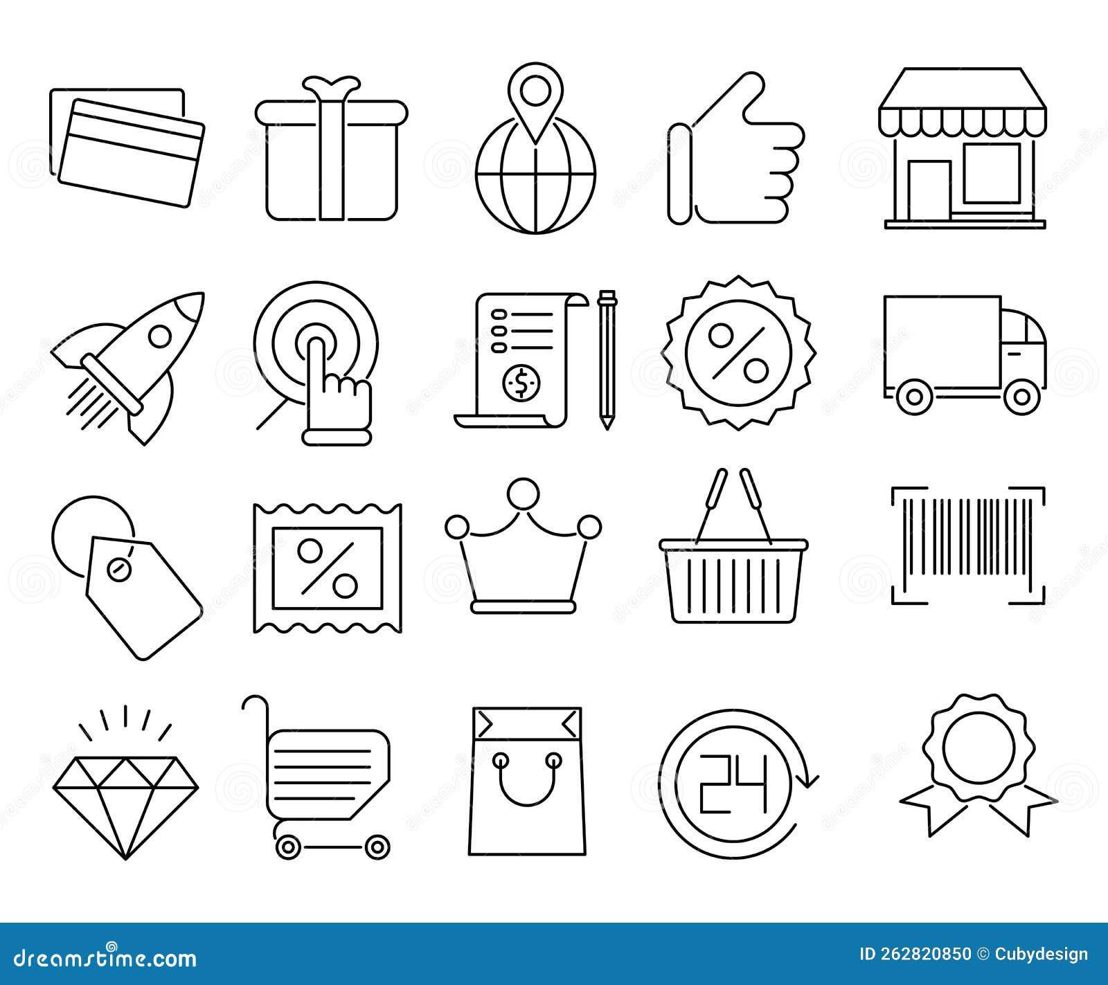 Shopping and Retail Icons, Simple Mono Line Pictogram Pack. Stock ...