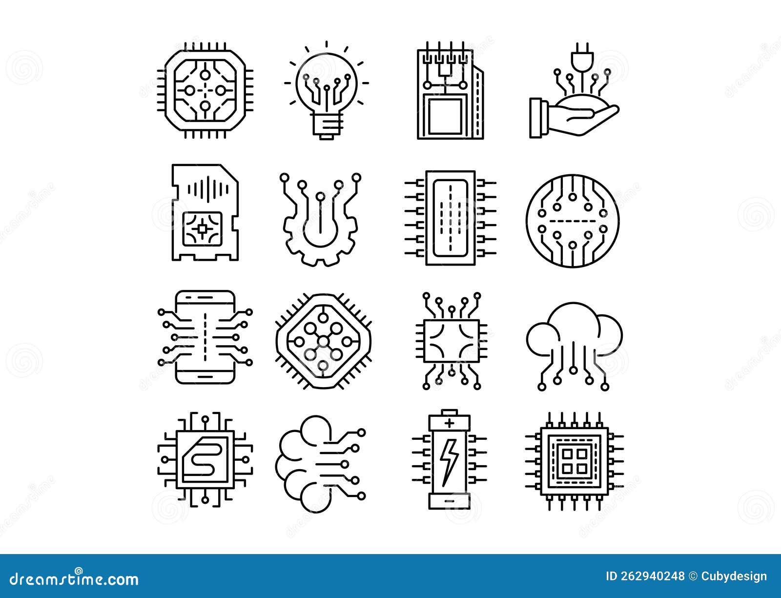 Icons Set of Electronics, Simple Outline Pictogram Pack Stock Vector ...