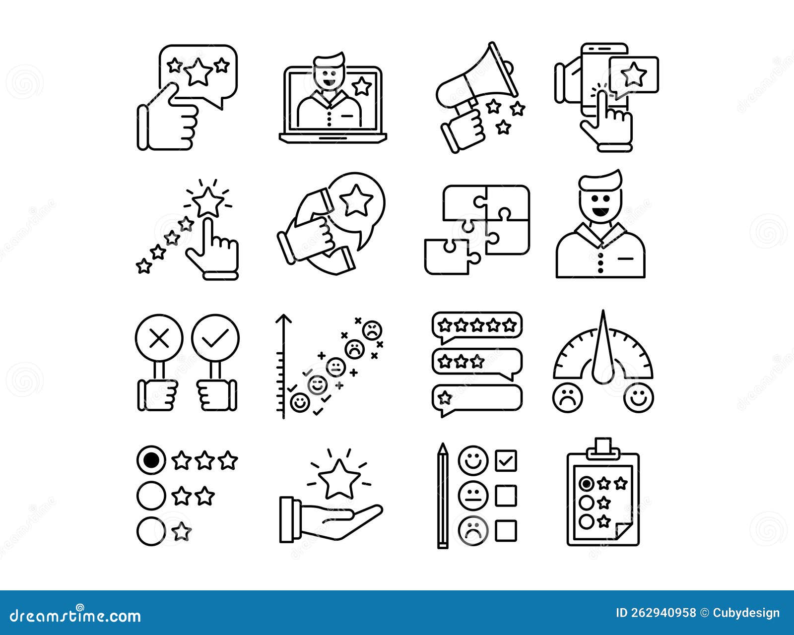 Icons Set of Feedback, Simple Outline Pictogram Pack Stock Vector ...