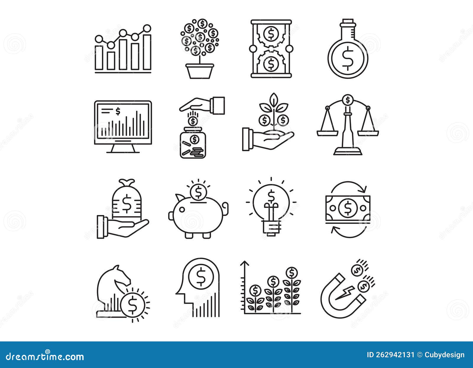 Icons Set of Investment, Simple Outline Pictogram Pack Stock Vector ...