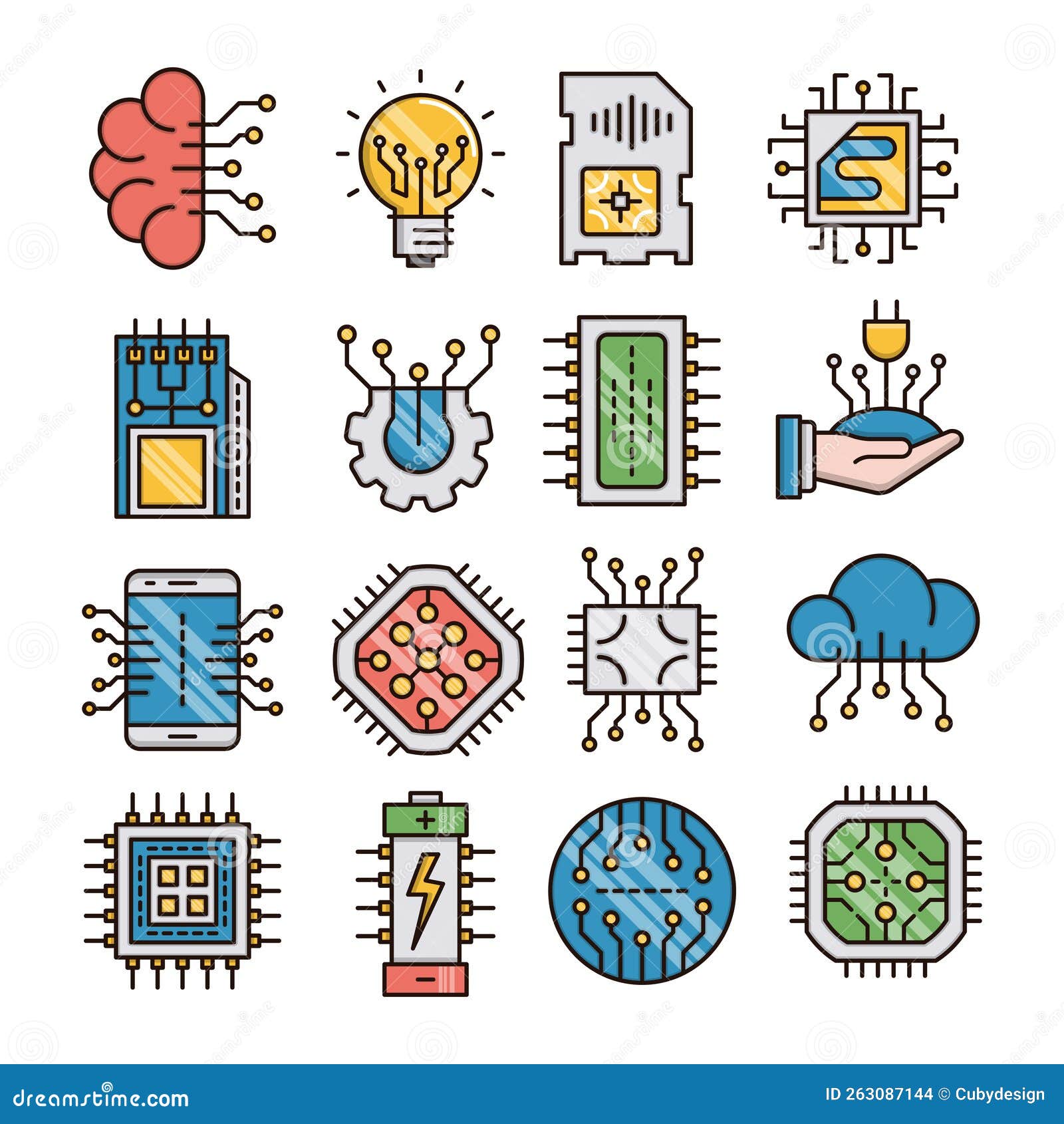 Icons Set of Electronics, Filled Outline Pictogram Pack Stock Vector ...
