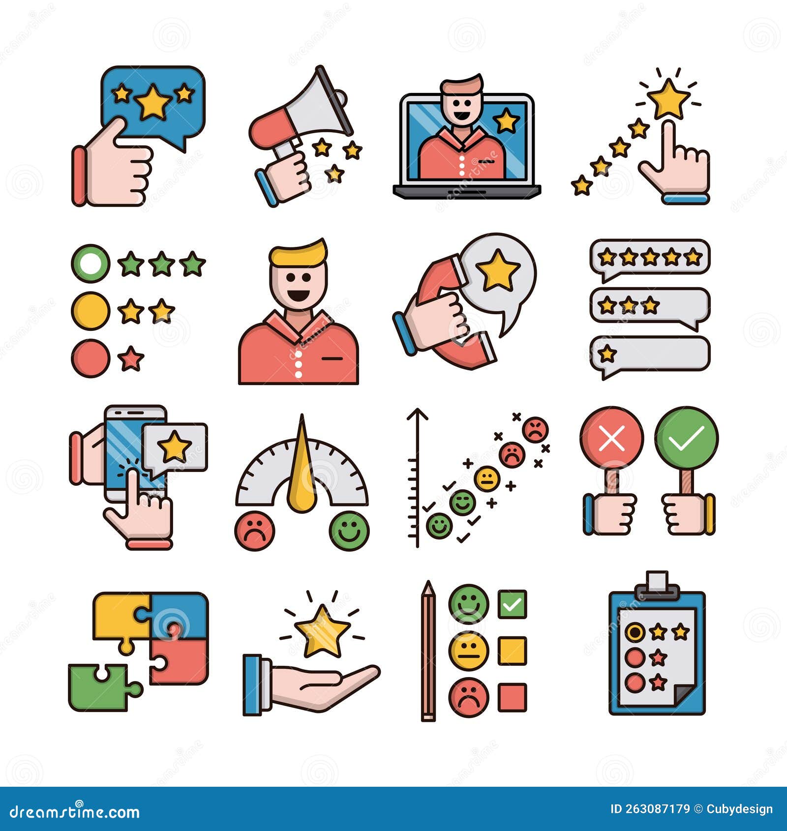 Icons Set of Feedback, Filled Outline Pictogram Pack Stock Vector ...