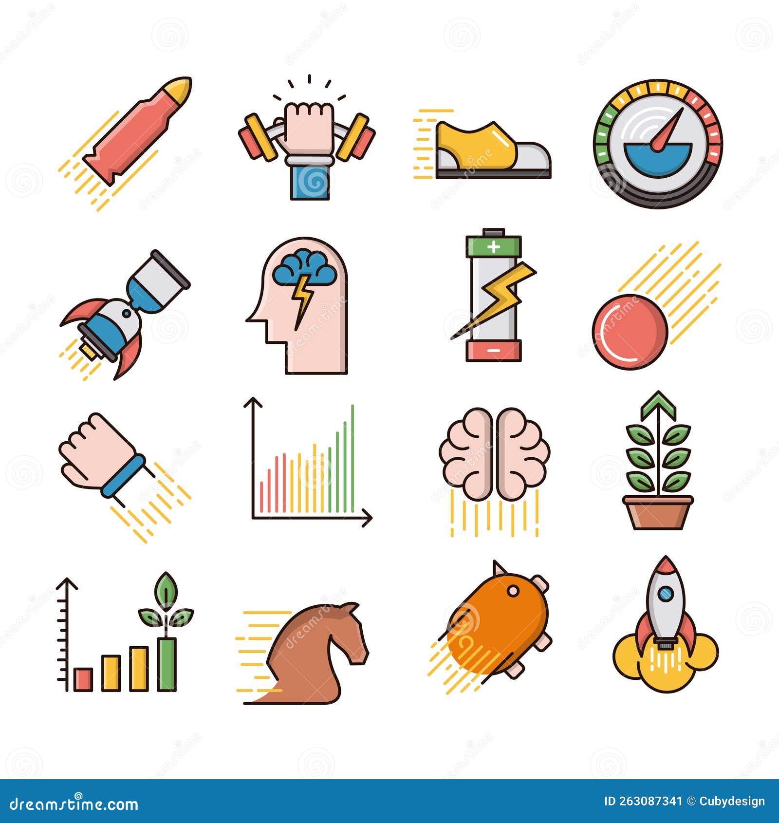 Icons Set of Performance, Filled Outline Pictogram Pack Stock Vector ...