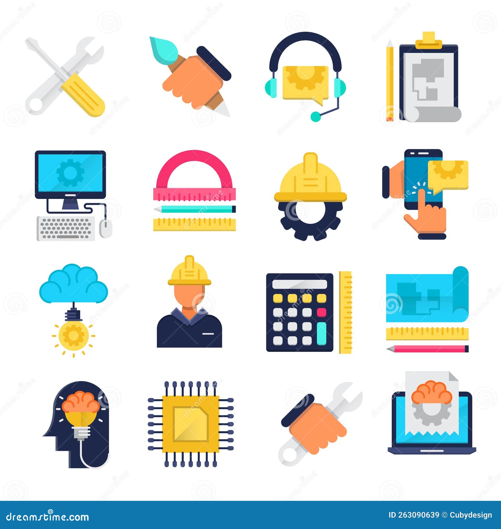 Engineering Flat Icons Set. Useful Graphic Elements for Your Projects ...