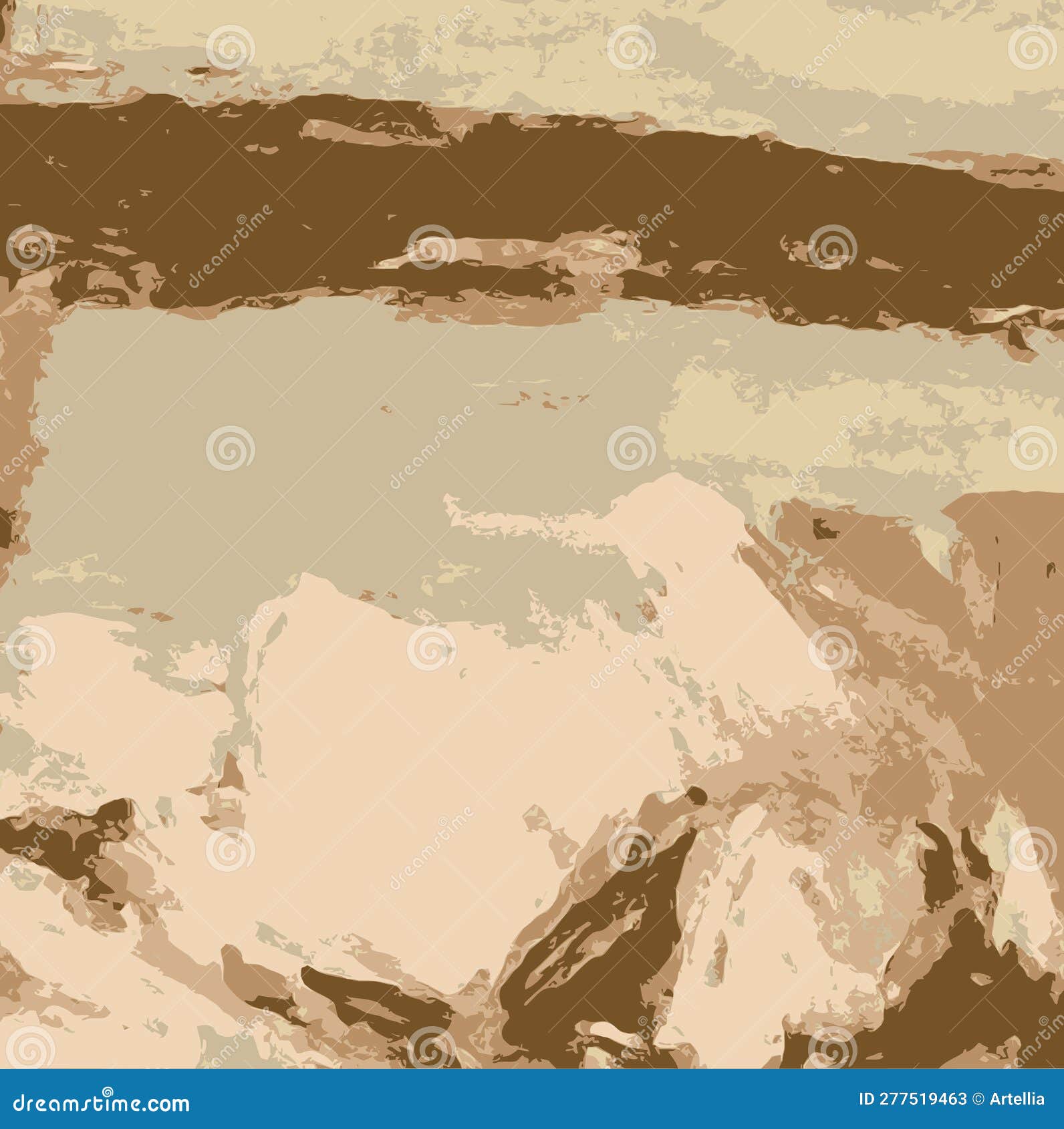 Vector Illustration from Original Painted Landscape Abstract Island ...