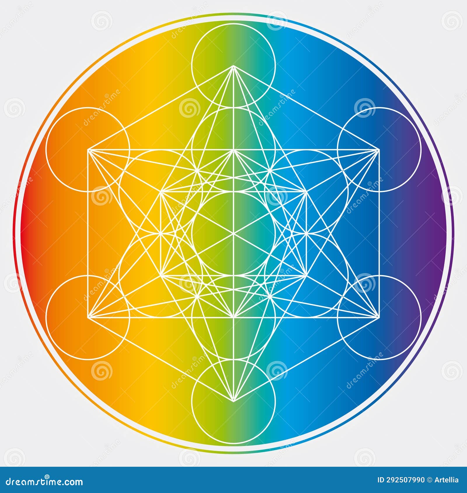 Metatron S Cube Illustration Rainbow Colors Sacred Geometry Symbol ...