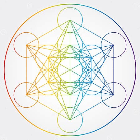 Metatron S Cube Illustration Rainbow Colors Sacred Geometry Symbol ...